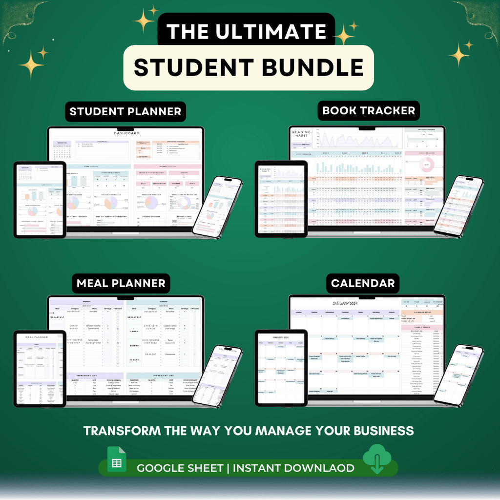 Student Planner Spreadsheet Bundle – Spread Sheet Max